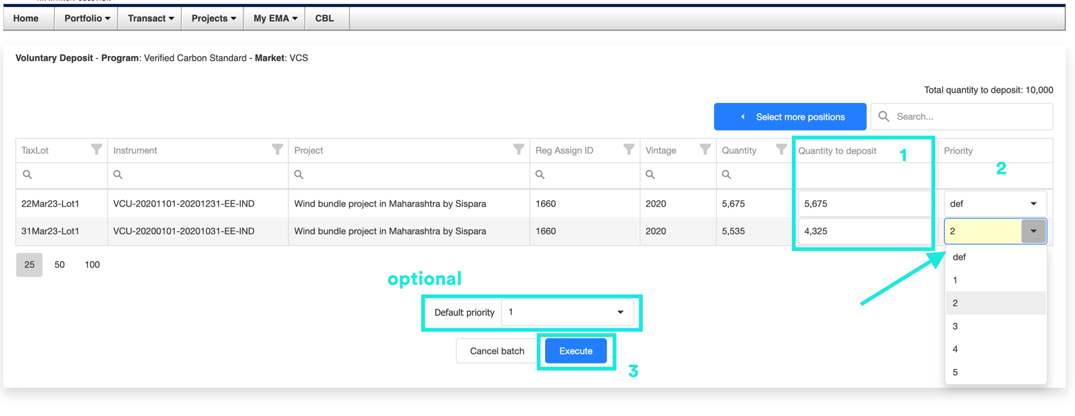 Depositing Voluntary Carbon (VCM) to CBL