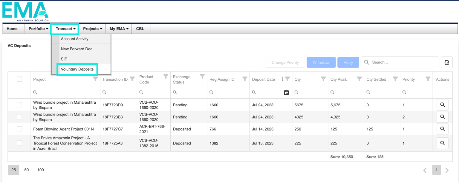 Managing VCM Deposits