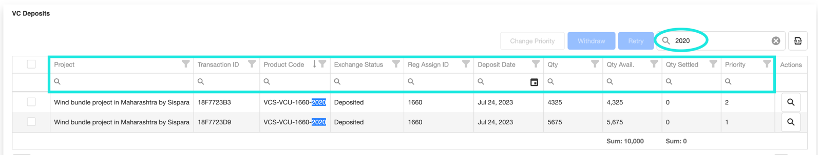 Managing VCM Deposits